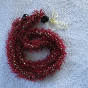 Burgundy and Light Gold Color Crocheted Eyelash Lei, Finished With ...