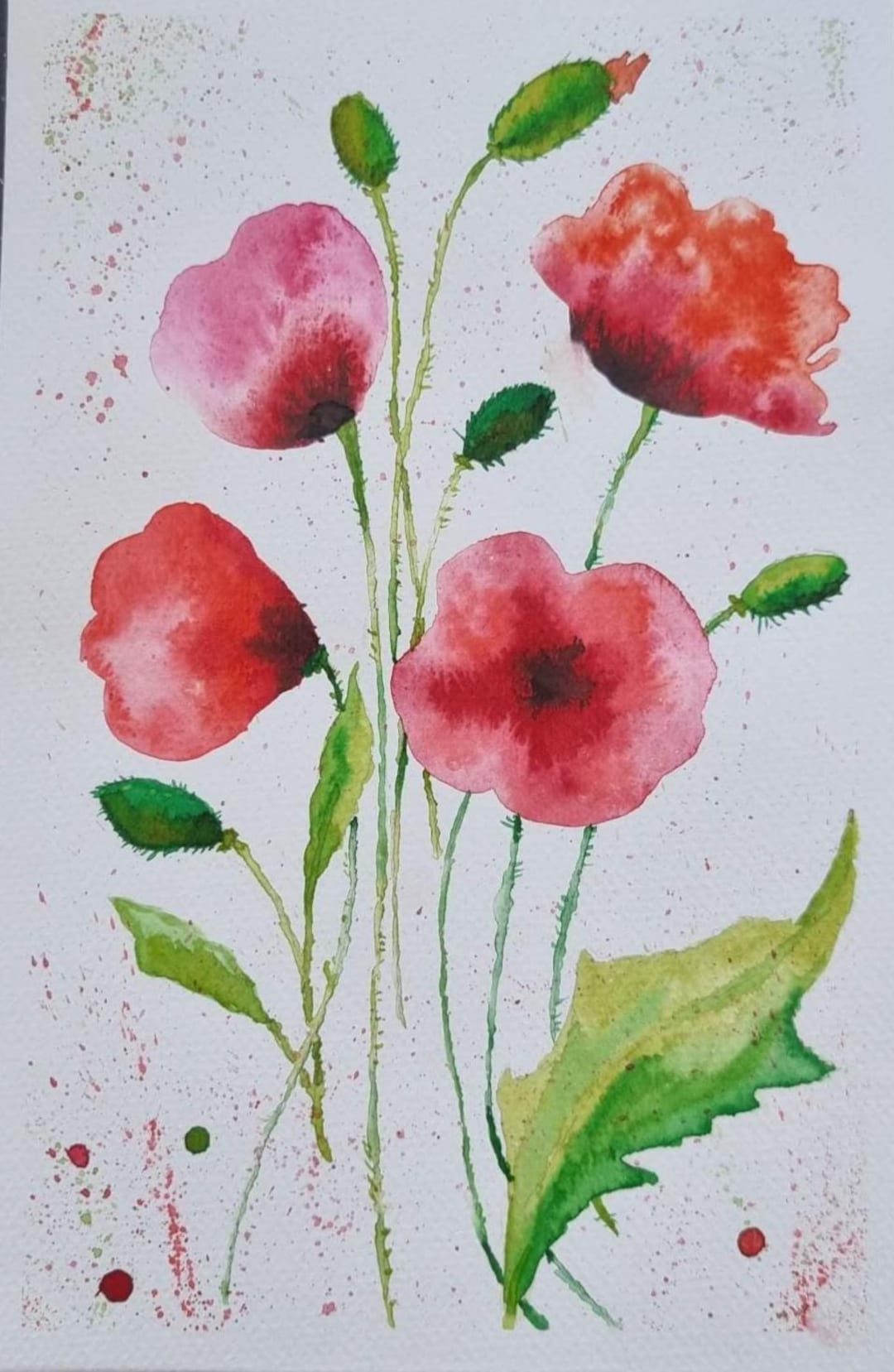 Red Poppies Watercolor Painting: Original Handmade Art, 8.5x5.5 In - Etsy
