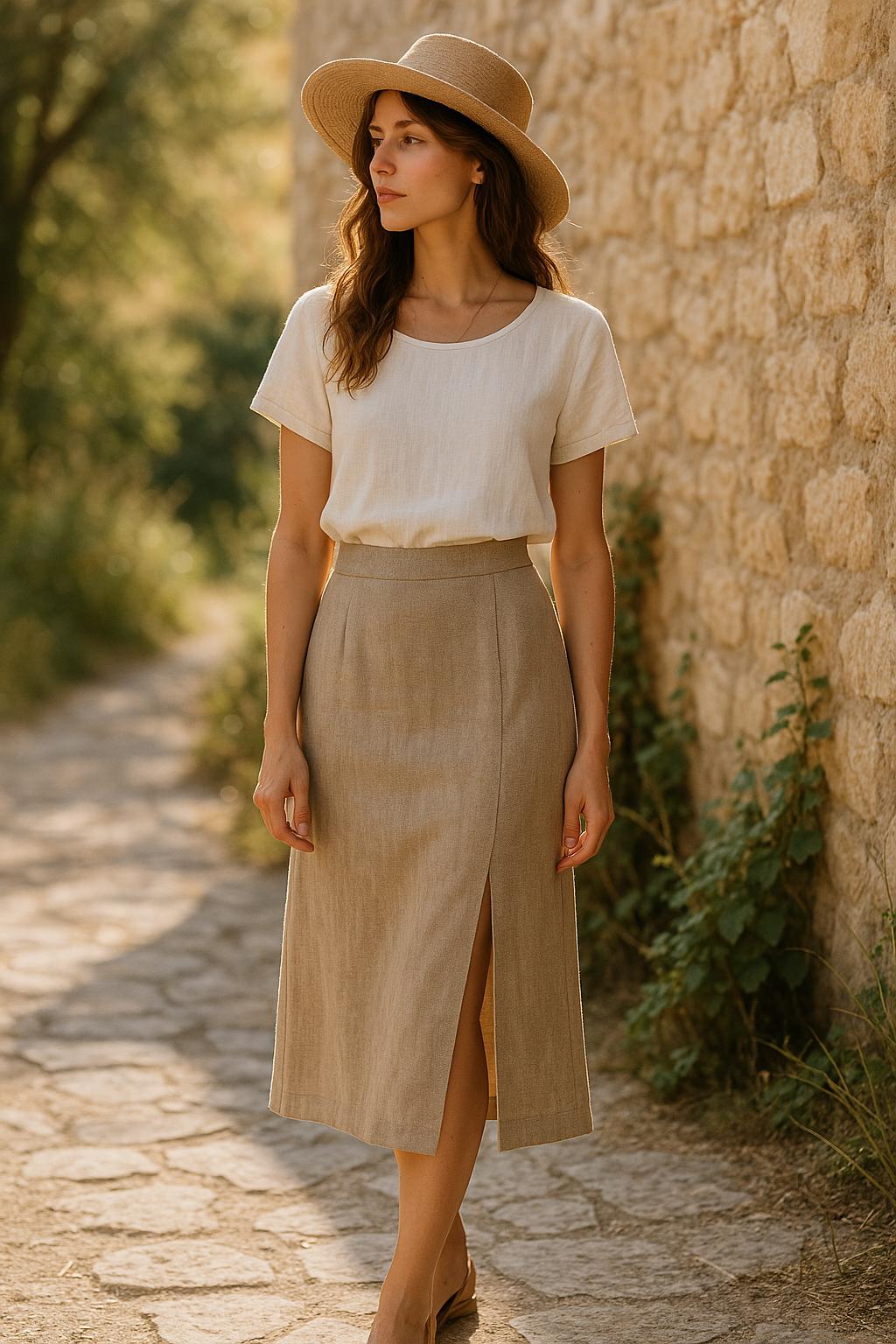 Midi Side Slit Skirt Sewing Pattern – PDF Digital A-line Skirt With ...