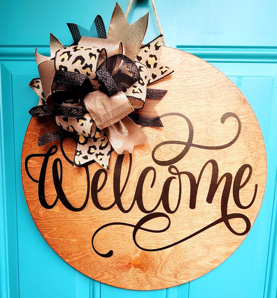 Leopard Print Welcome Door Sign: Glitter 3D Letters, Farmhouse Decor - Etsy