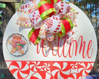 Gingerbread Door Sign Welcome Door Hanger Winter Porch Decor Snowflake ...