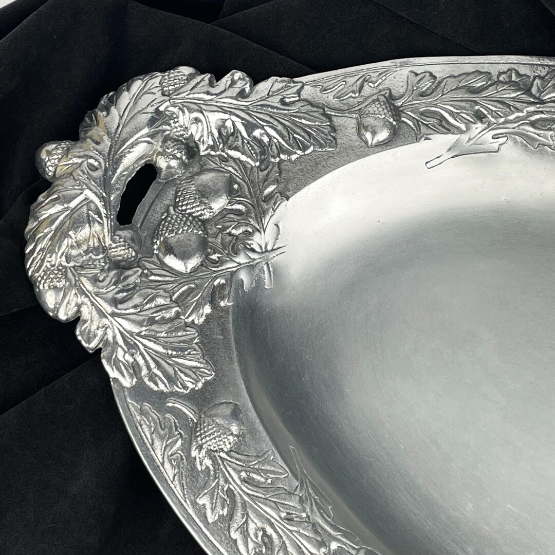 Large Arthur Court Acorn Oak Leaf Handled Serving Platter Tray Harvest ...