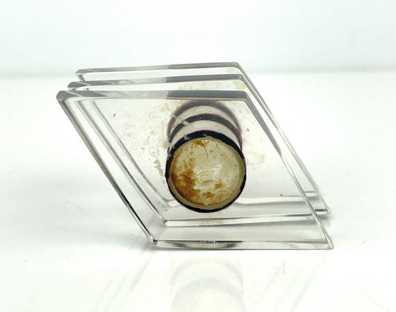 Art Deco Lucite Stacked Geometric Perfume Bottle - Gem