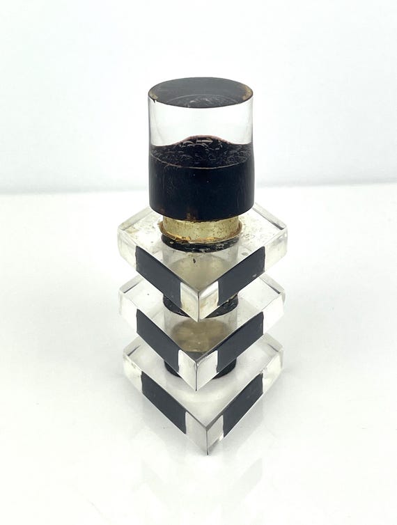 Art Deco Lucite Stacked Geometric Perfume Bottle - Gem