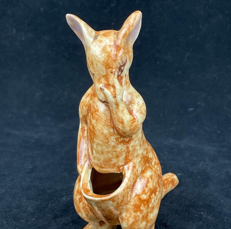 Mid-century Bashful Blushing Kangaroo Figurine Pottery Pocket Planter ...