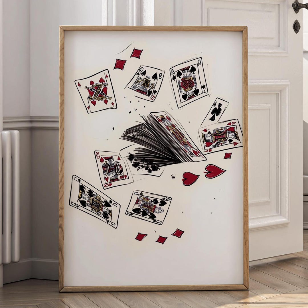 Playing Card Poster, Playing Card Poster, Trendy Retro Art, Bar Decor ...