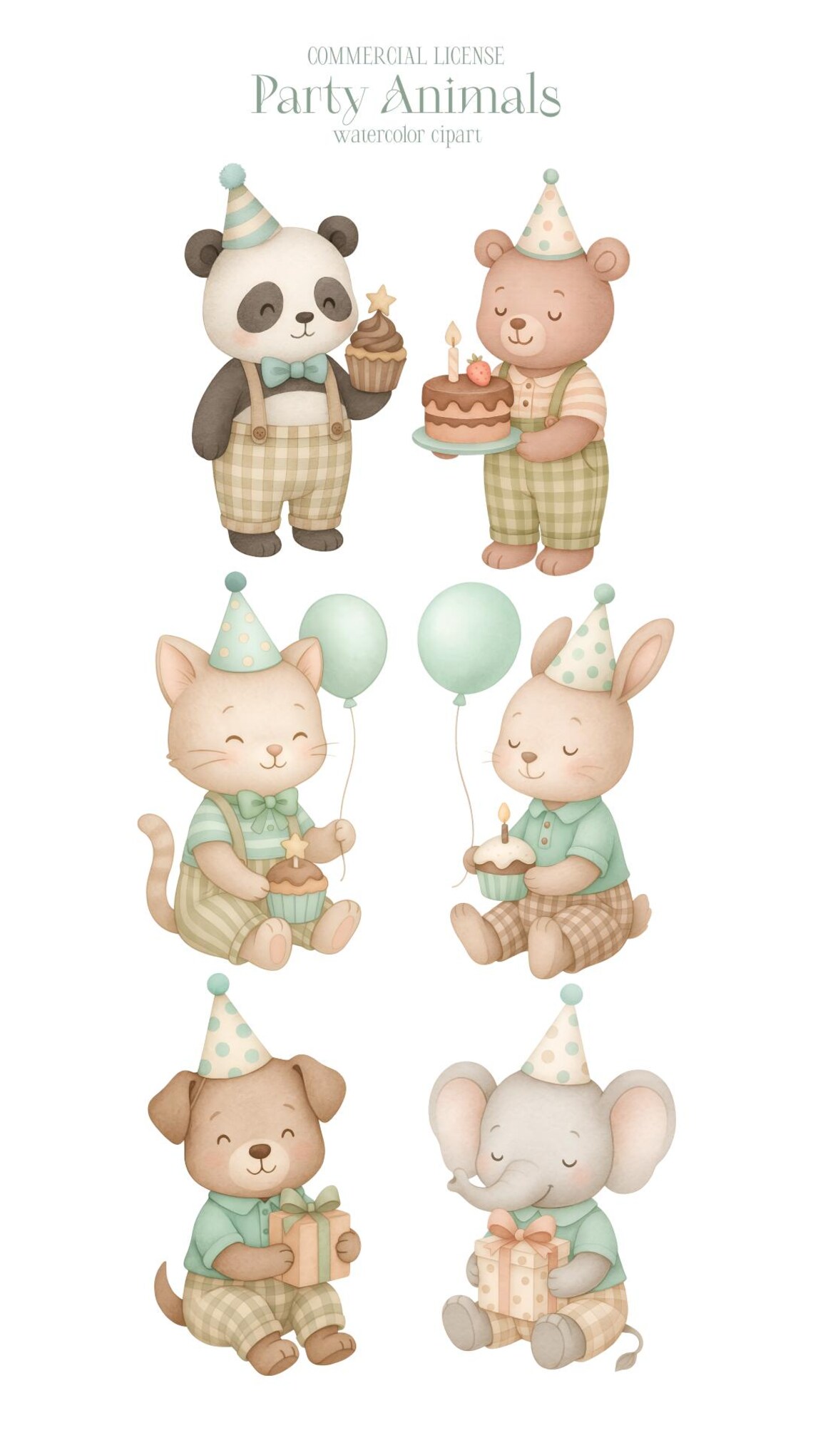 Birthday Clipart, Party Animals, Animal Clipart, Birthday Animals ...