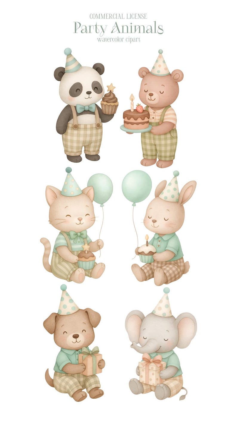 Birthday Clipart, Party Animals, Animal Clipart, Birthday Animals ...