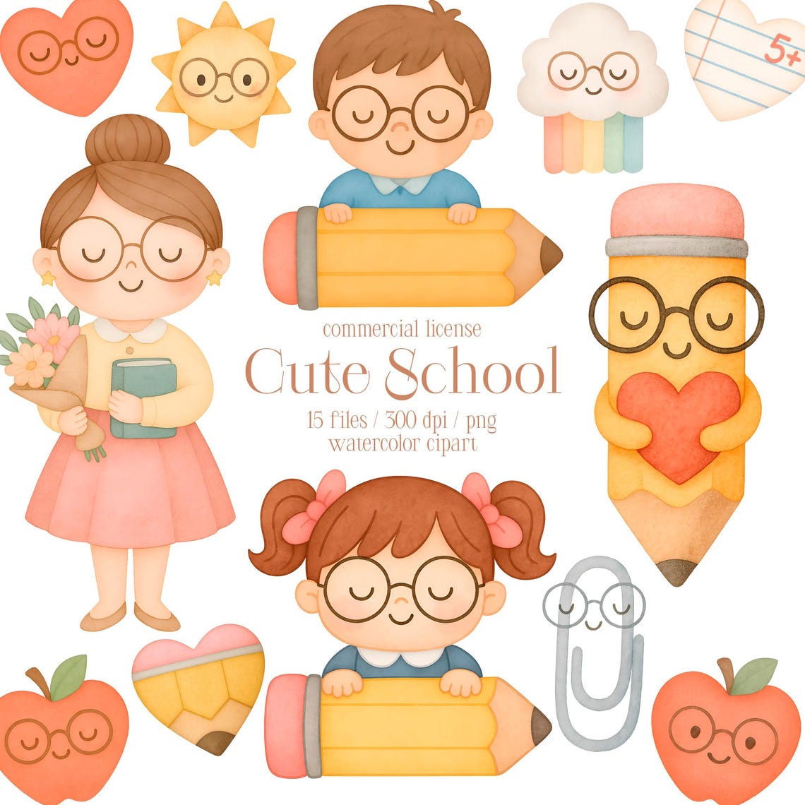 Watercolor School PNG, Back to School Clipart, School Kids Clipart ...