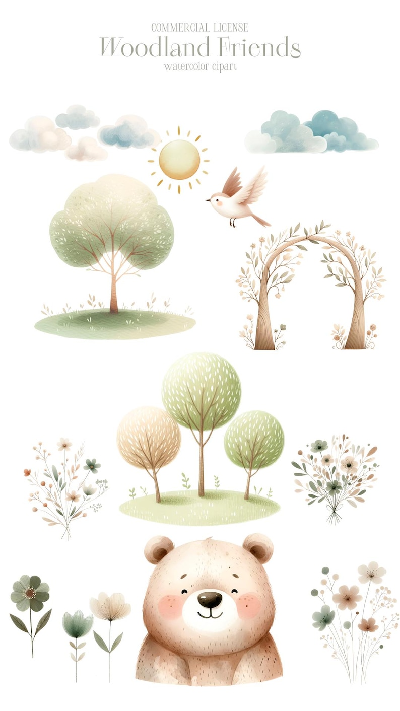 Watercolor Woodland Animals Clipart, Woodland Nursery, Forest Animals ...