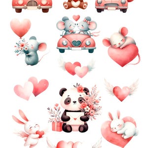 Valentine Animals Clipart, Valentine's Day Clipart, Love Decor Art ...