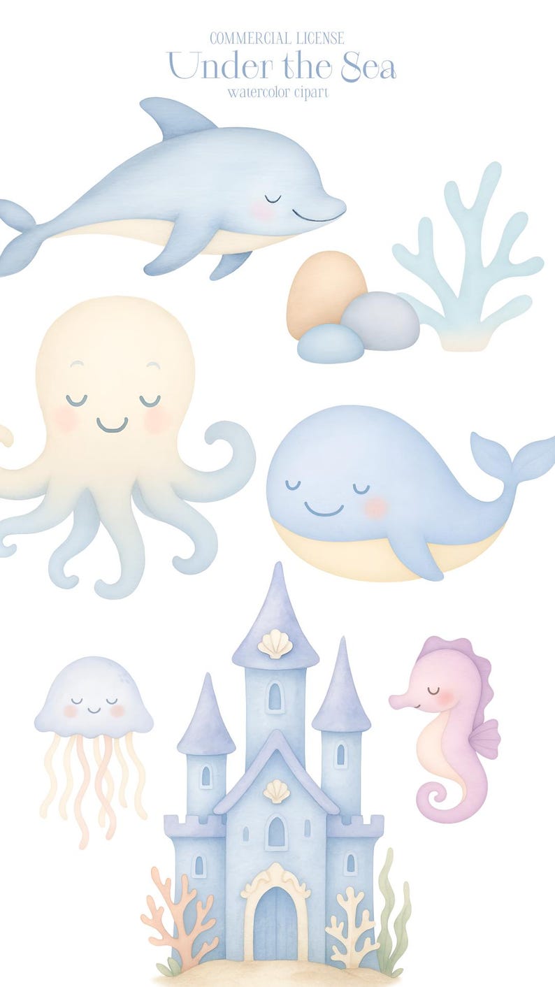 Under the Sea, Ocean Clipart, Sea Animals, Watercolor Sea, Cute Sea ...