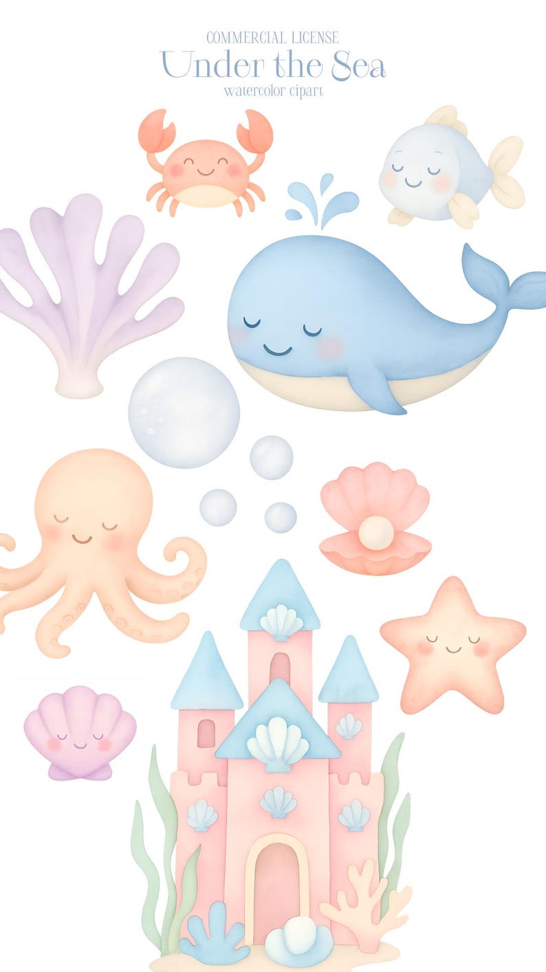 Under the Sea, Ocean Clipart, Sea Animals, Watercolor Sea, Cute Sea ...