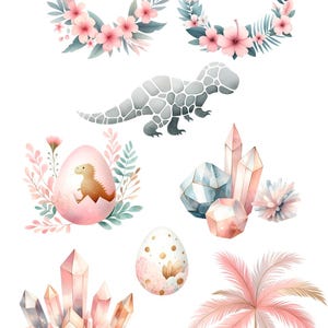 Girl Dinosaur Clipart, Watercolor Dino PNG, Dino Birthday Party ...
