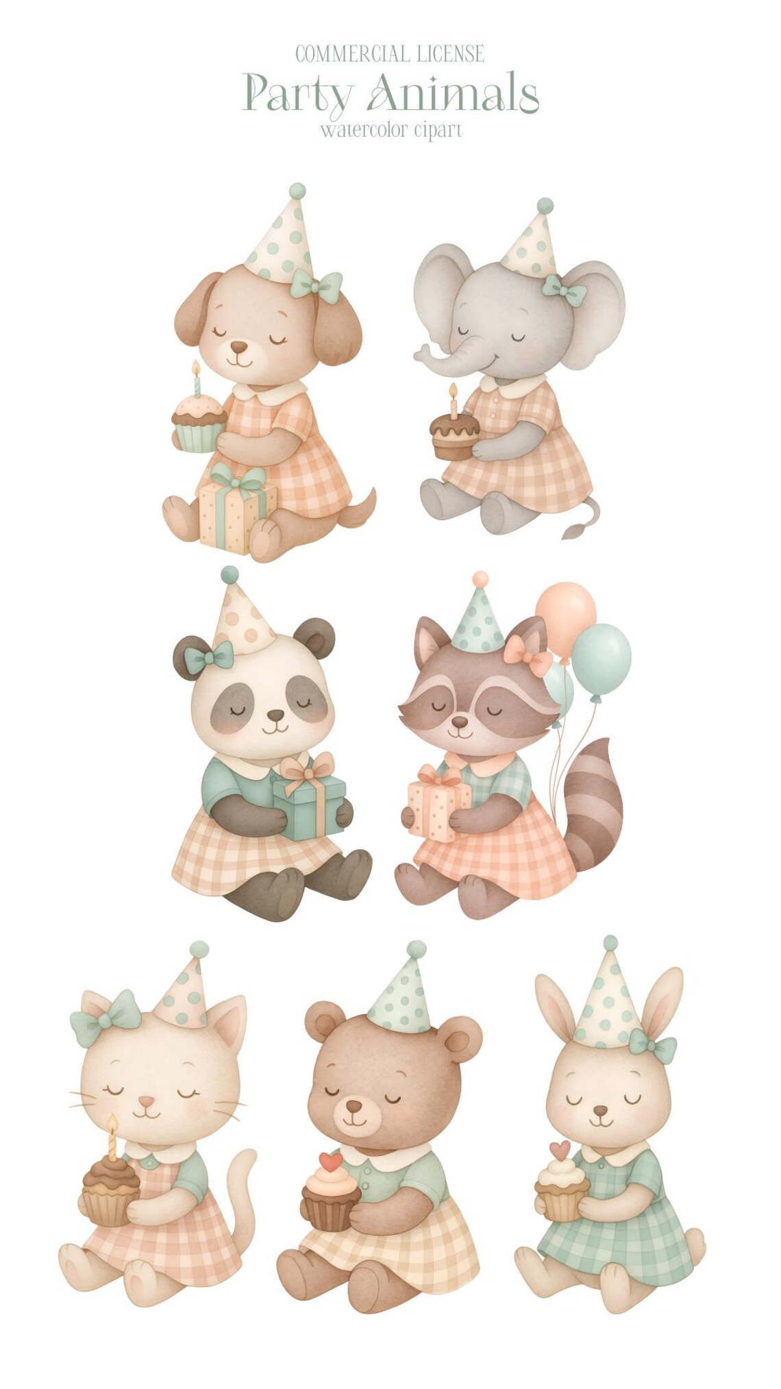 Birthday Clipart, Party Animals, Animal Clipart, Birthday Animals ...