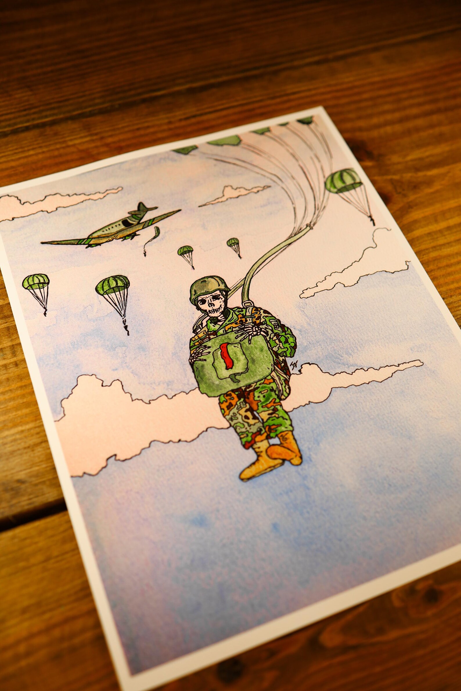 82nd Airborne Skeleton Paratrooper Army Military Art Print 8.5x11 - Etsy
