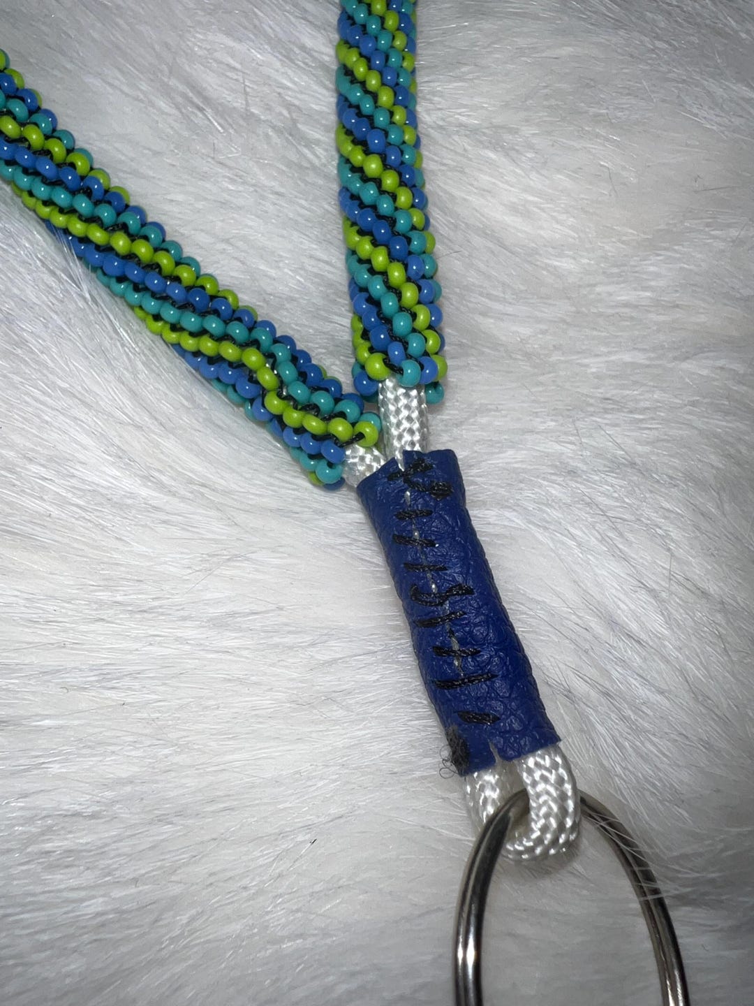 Wristlet Aqua Landyard Peyote Stitch - Etsy