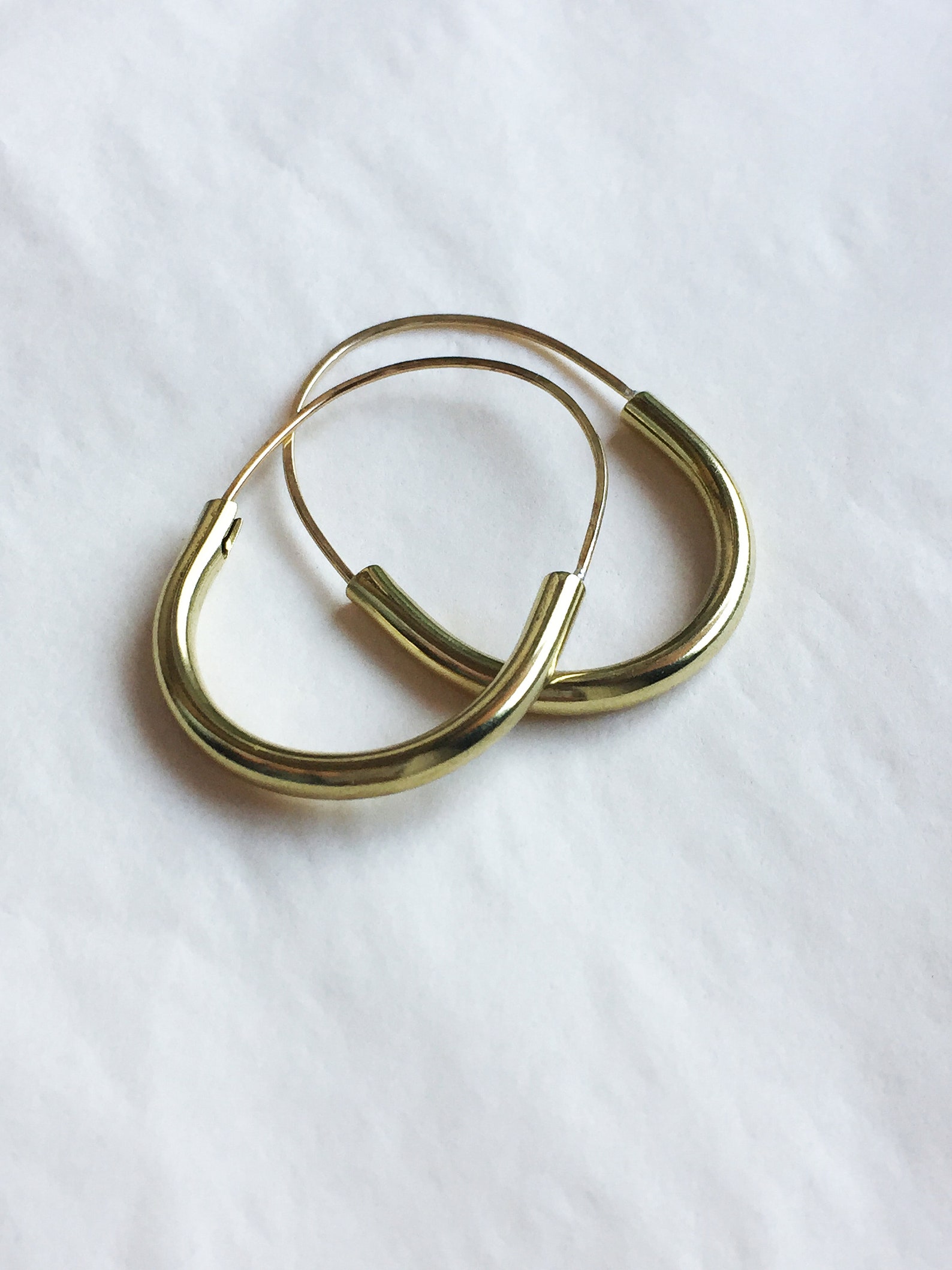 Brass Hoop Earrings Tube Brass Hoops Geometric Earrings | Etsy