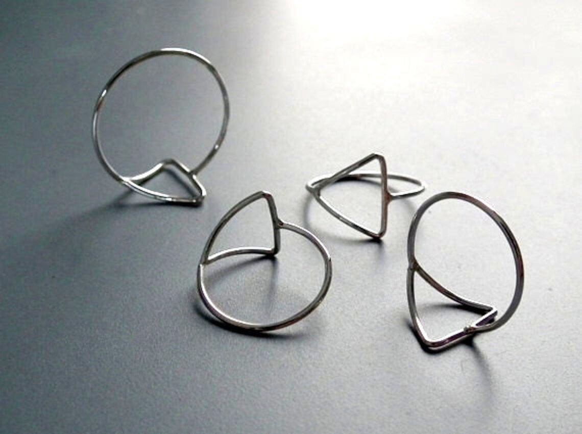Triangle Silver Ring Wire Ring Simple Triangle Ring - Etsy