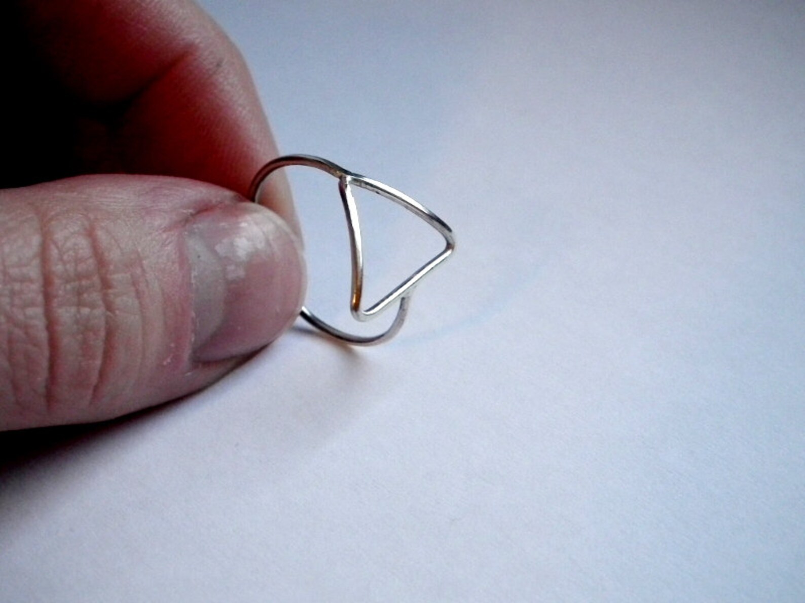 Triangle Silver Ring, Wire Ring, Simple Triangle Ring, Geometrical ...