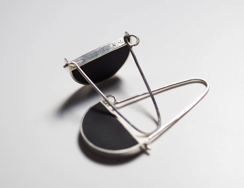 Geometric Long Silver Resin Semicircle Dangle Earrings - Etsy