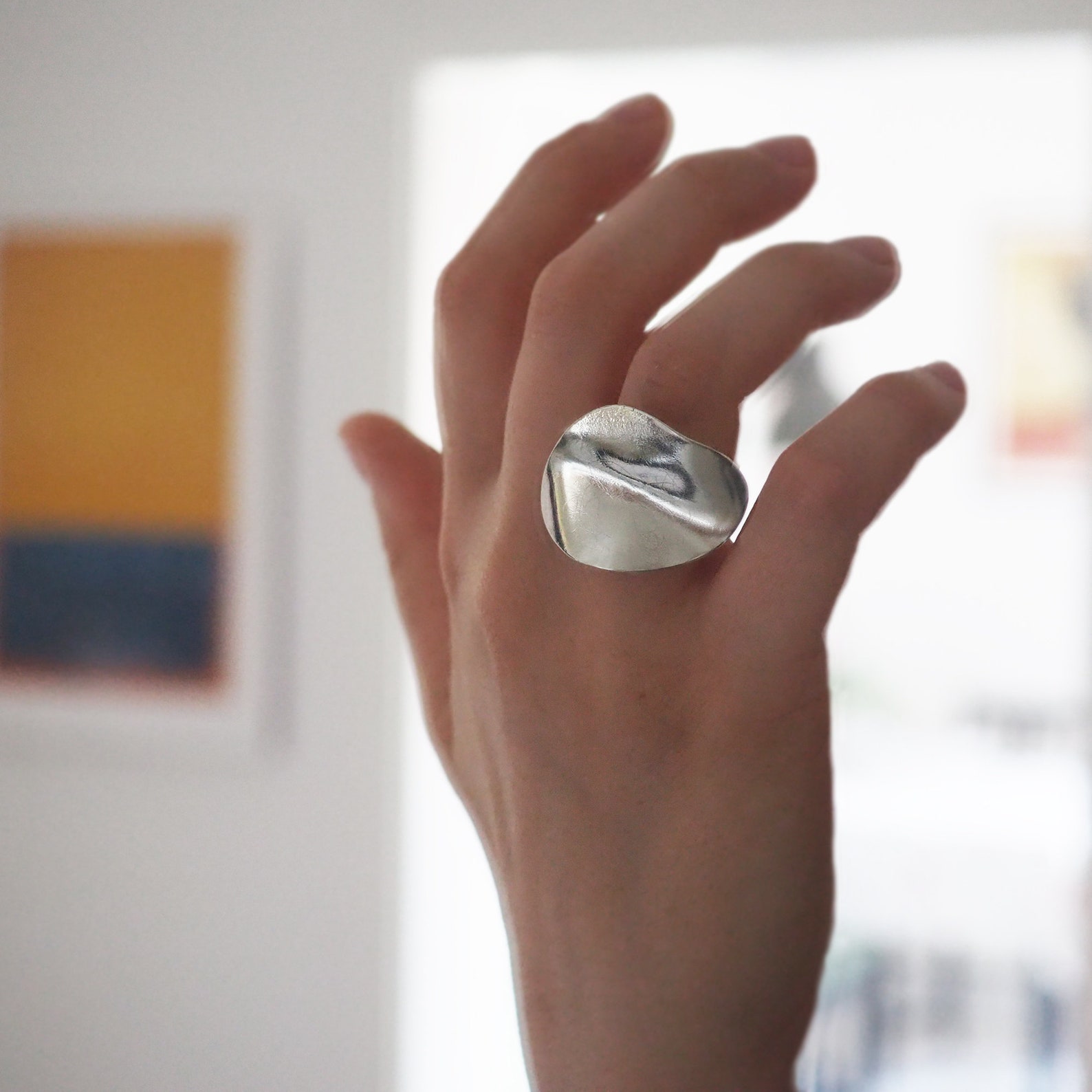 Large Ring Big Sterling Silver Adjustable Statement Ring One - Etsy