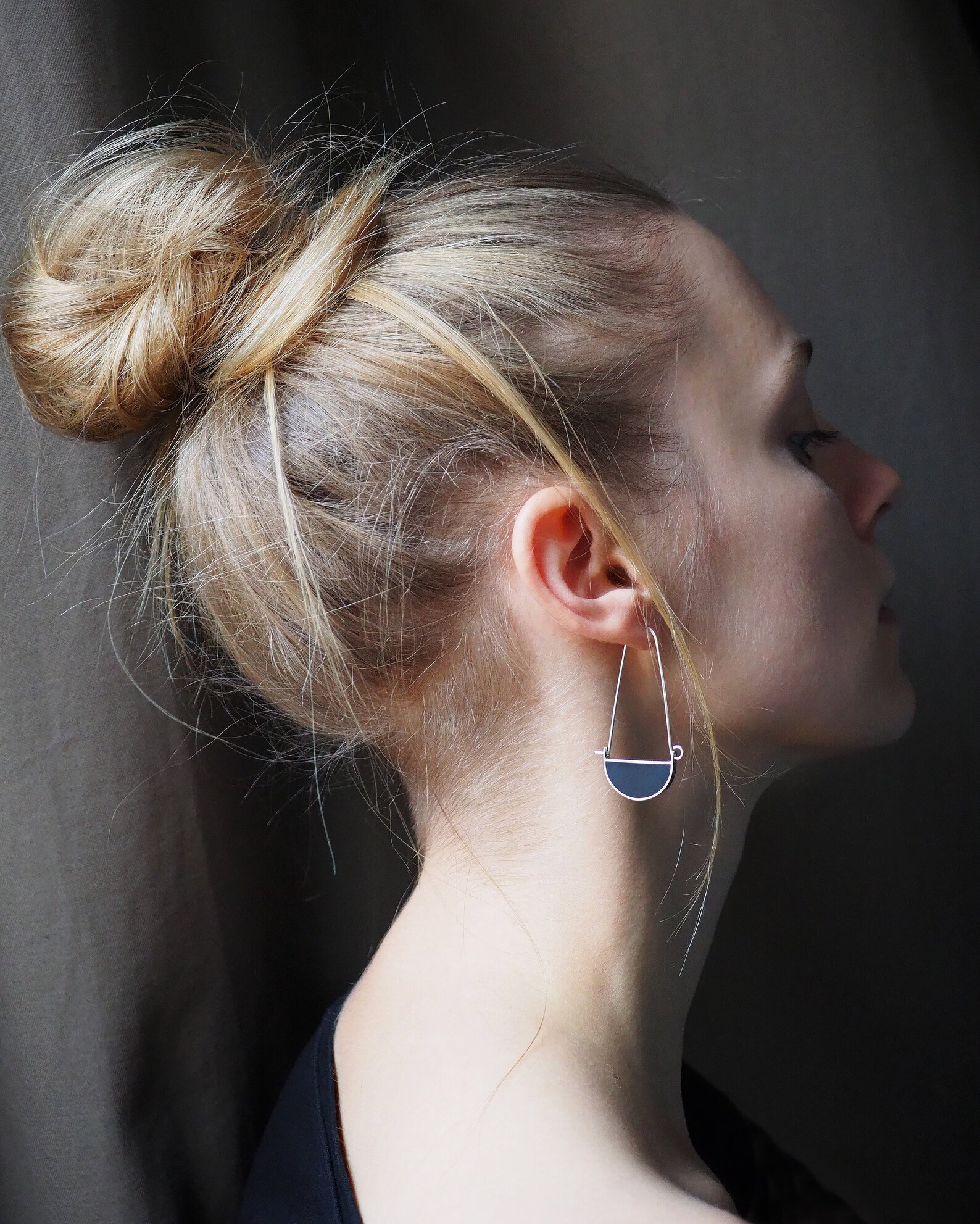 Geometric Long Silver Resin Semicircle Dangle Earrings - Etsy