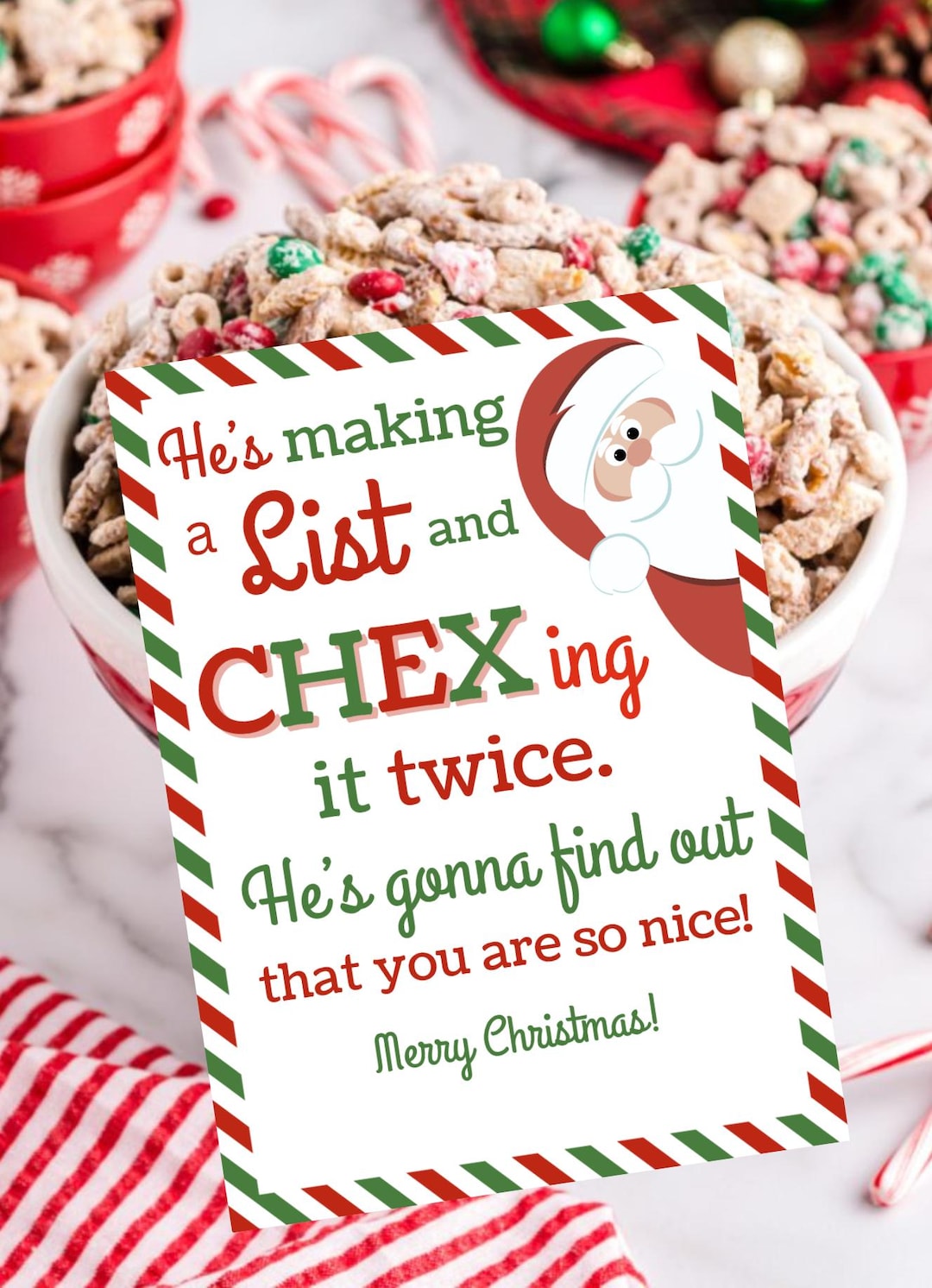 Chex Mix Christmas Gift Printable Tag Easy Gift for Neighbors Friends ...