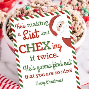 Chex Mix Christmas Gift Printable Tag Easy Gift for Neighbors Friends ...