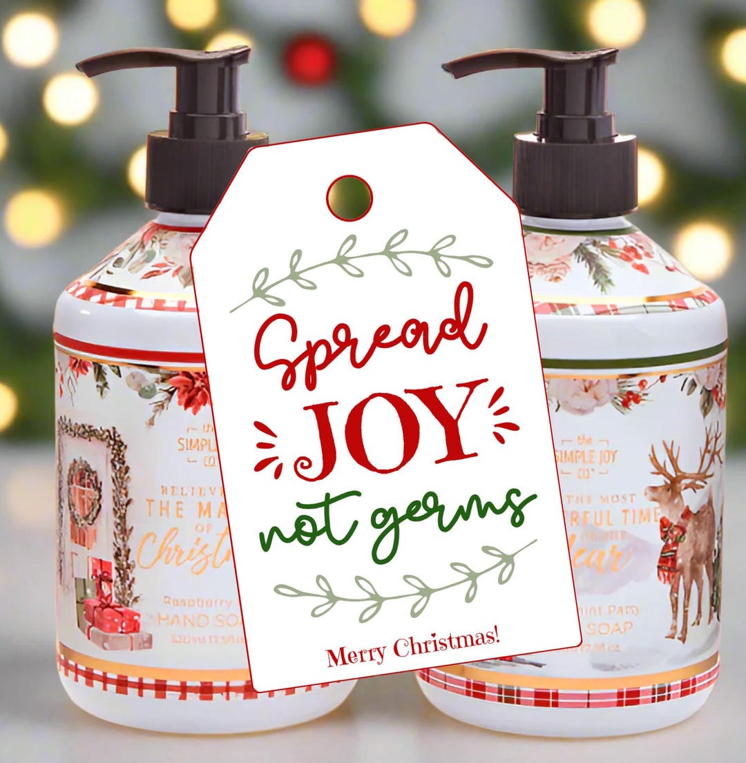 Spread Joy Not Germs Christmas Printable Gift Tag Easy Gift for Friends ...