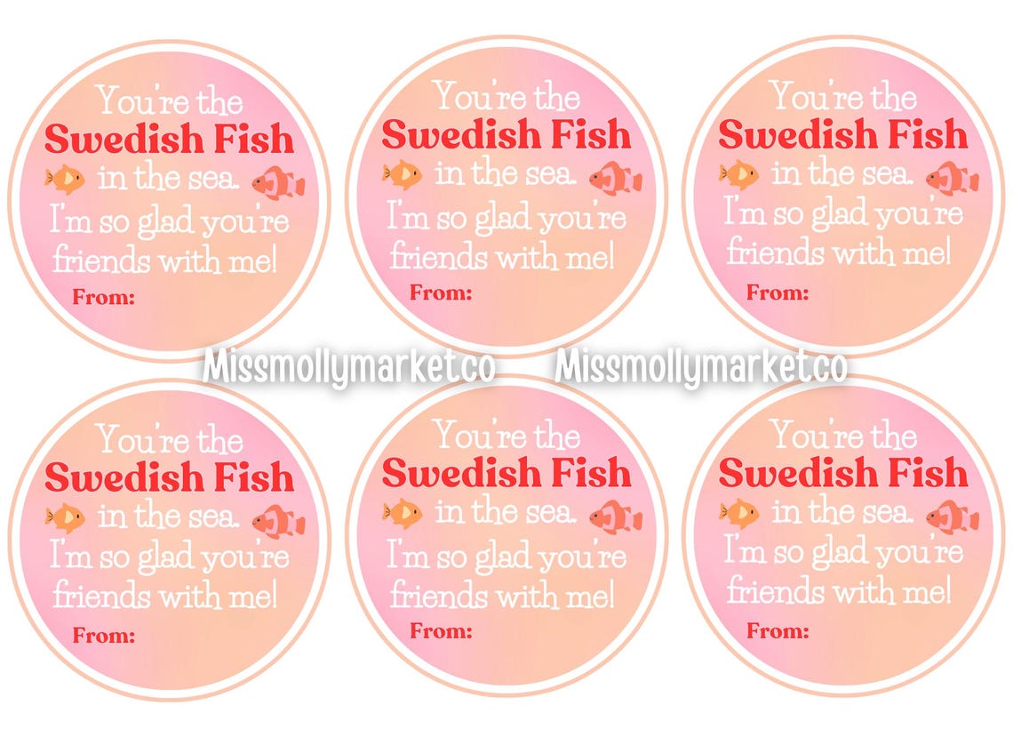 Swedish Fish in the Sea-- Valentine Printable for Kids' Classroom ...