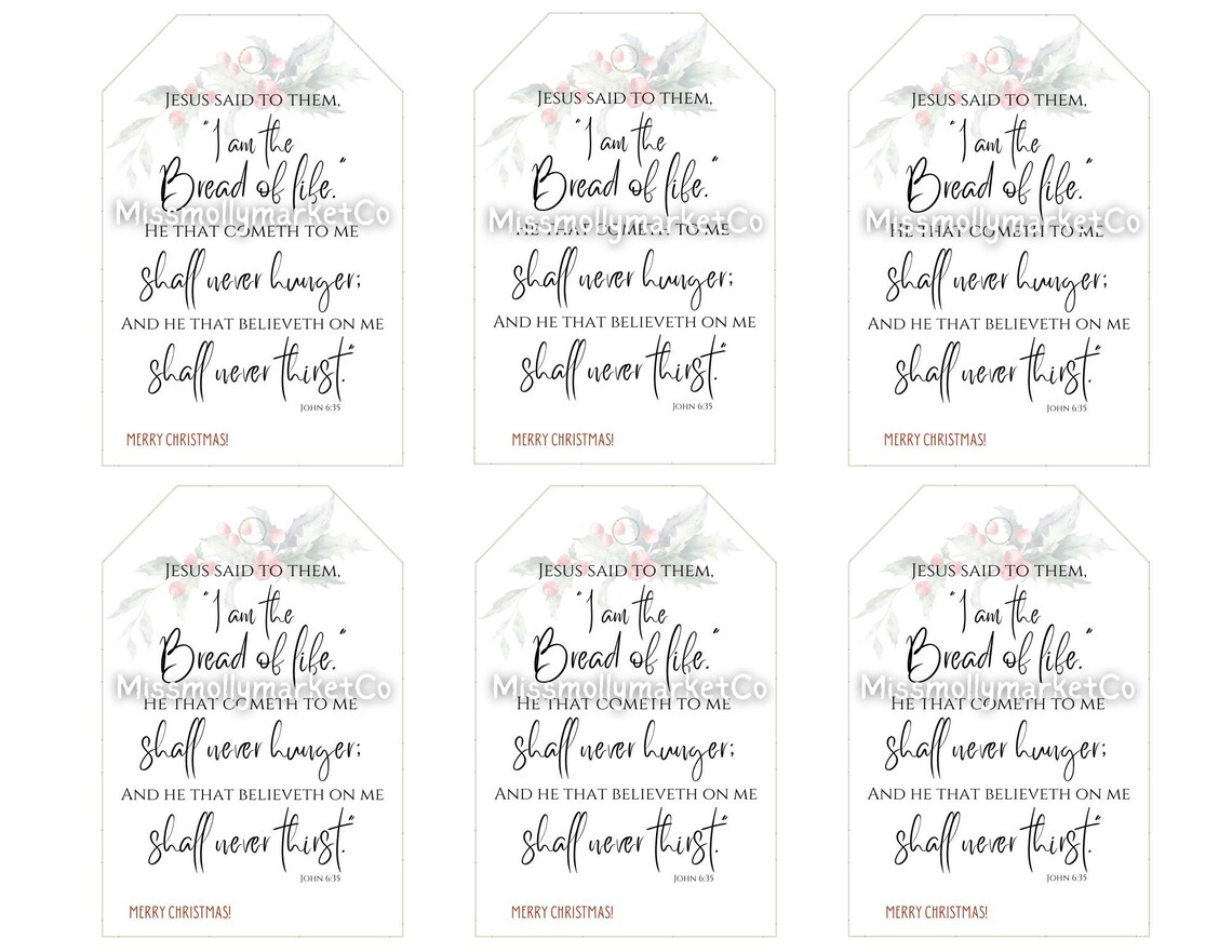 Bread of Life Printable Christmas Gift Tag- Easy Gift for Neighbors ...