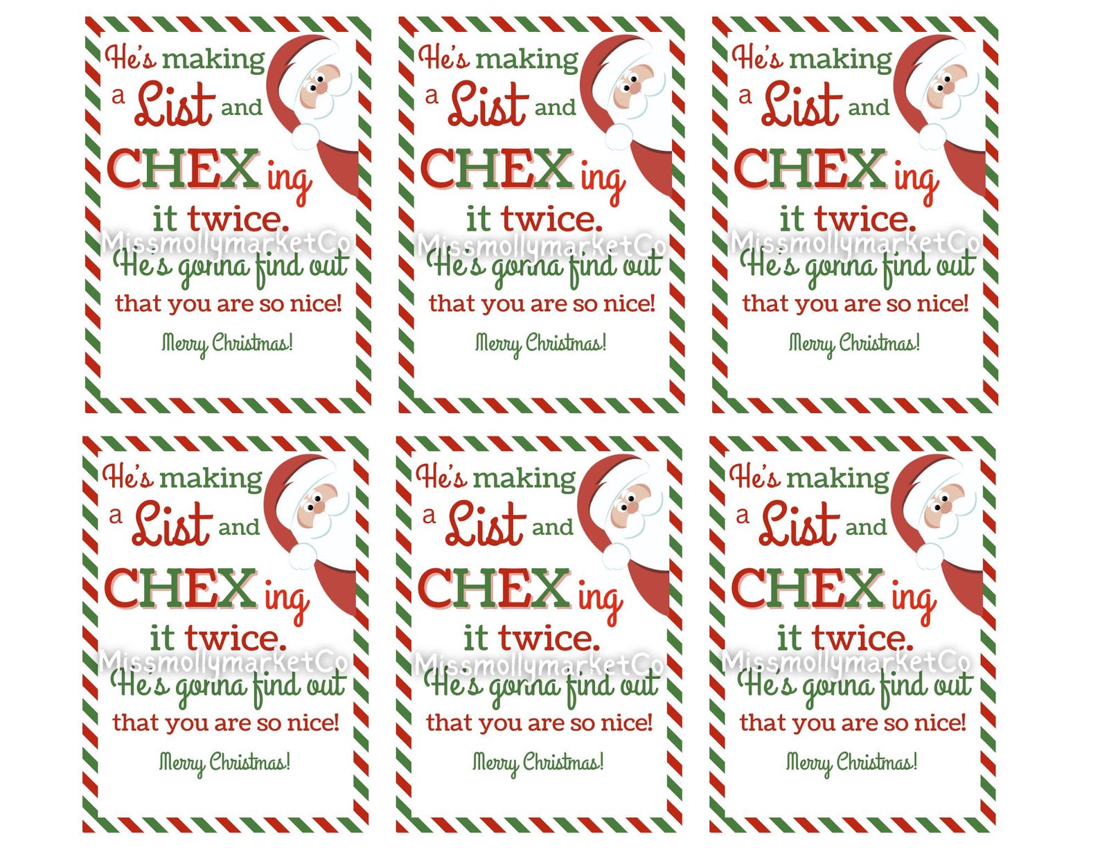 Chex Mix Christmas Gift Printable Tag Easy Gift for Neighbors Friends ...