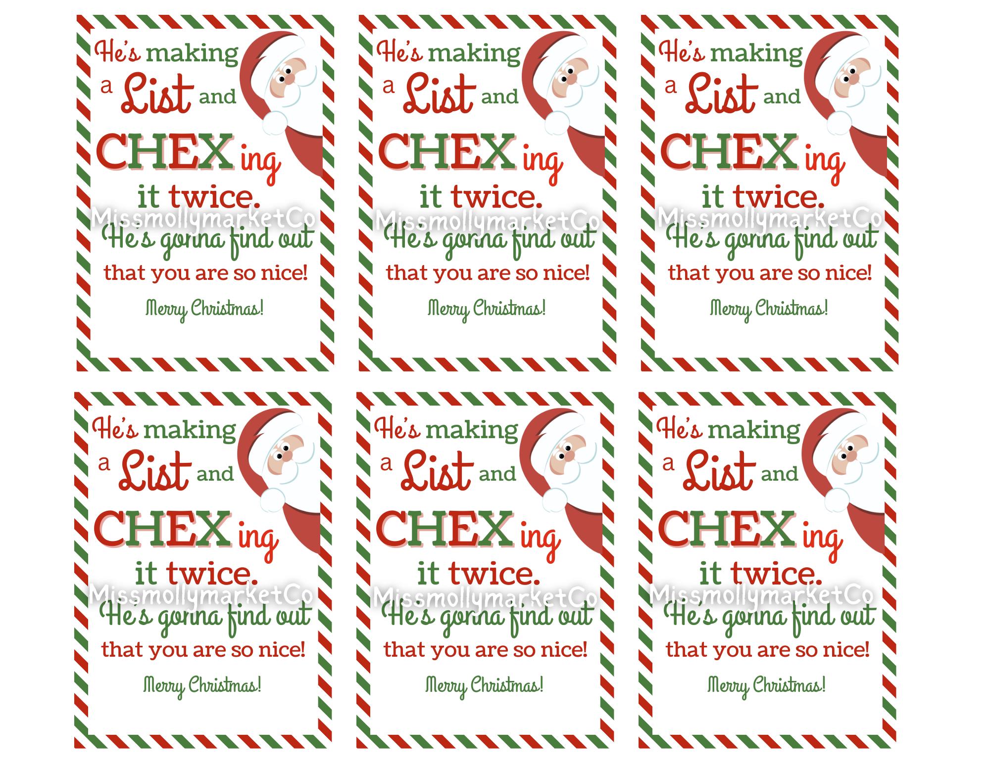 Chex Mix Christmas Gift Printable Tag Easy Gift for Neighbors Friends ...