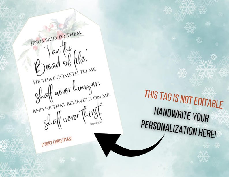 Bread of Life Printable Christmas Gift Tag Easy Gift for Neighbors ...