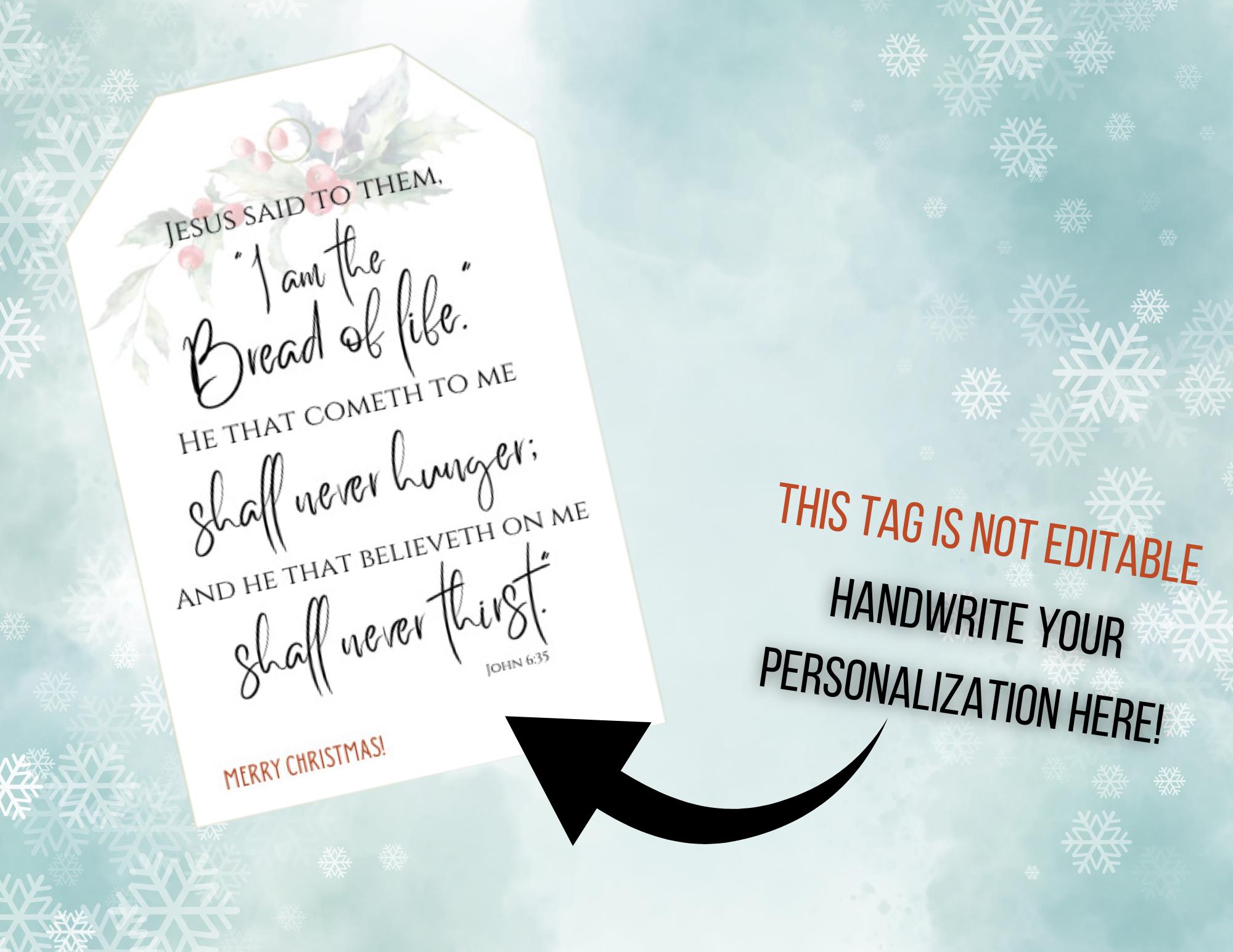 Bread of Life Printable Christmas Gift Tag Easy Gift for Neighbors ...