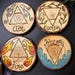 Hand Drawn Pyrography Set of Four Elements Wood Slice Altar Tiles ...