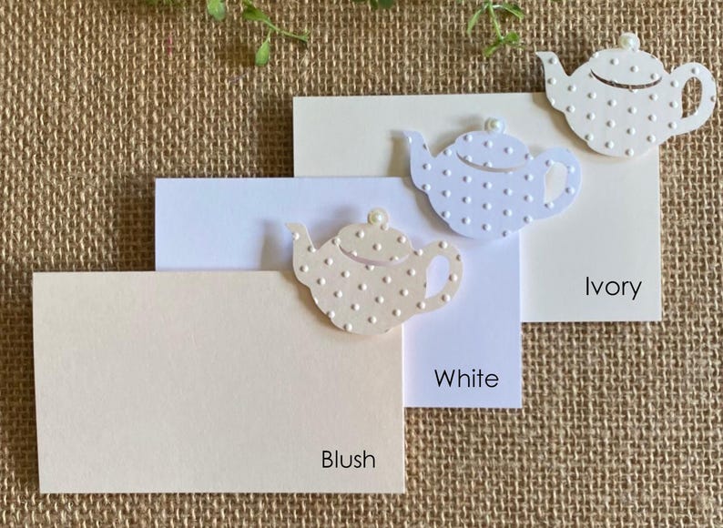 Embossed Teapot Place Cards Blank With Faux Pearl - Etsy