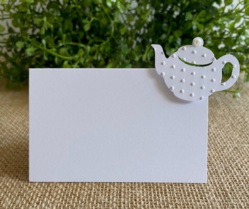Embossed Teapot Place Cards Blank With Faux Pearl - Etsy