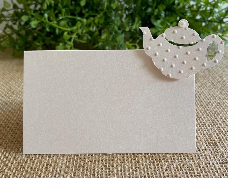 Embossed Teapot Place Cards Blank With Faux Pearl - Etsy