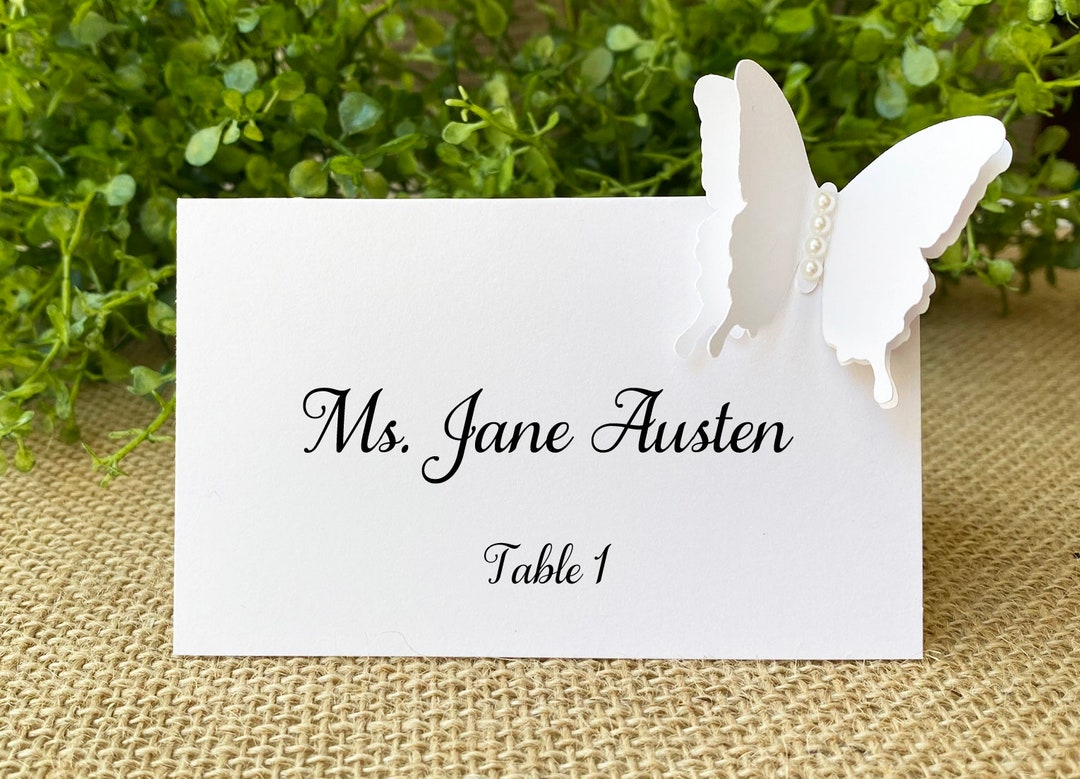 PRINTED Pearl Butterfly Place Cards - Double Butterfly, Tent Style ...
