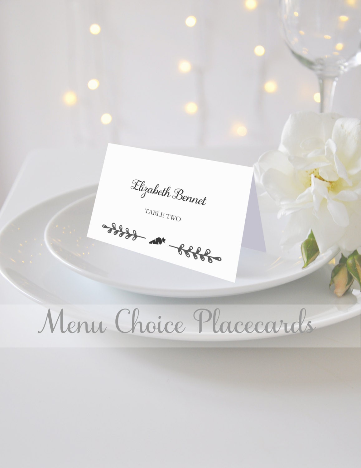Blank Menu Card Place Cards Weddings Entree' Choice - Etsy