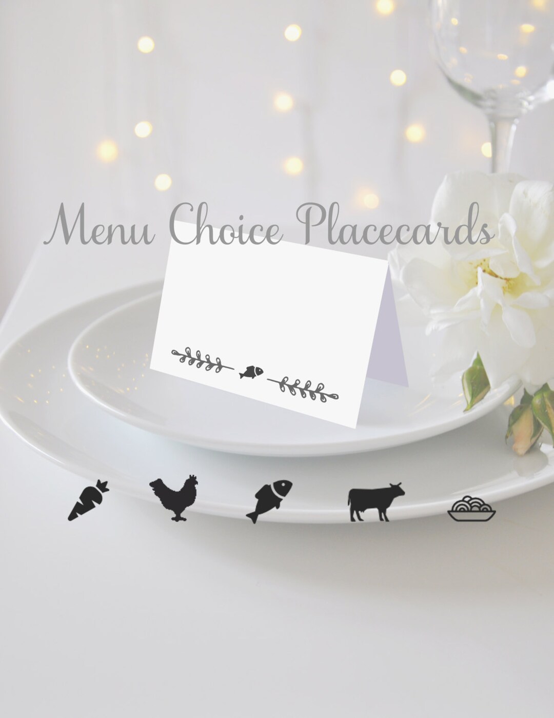 Blank Menu Card Place Cards, Weddings, Entree' Choice Symbols, Escort ...