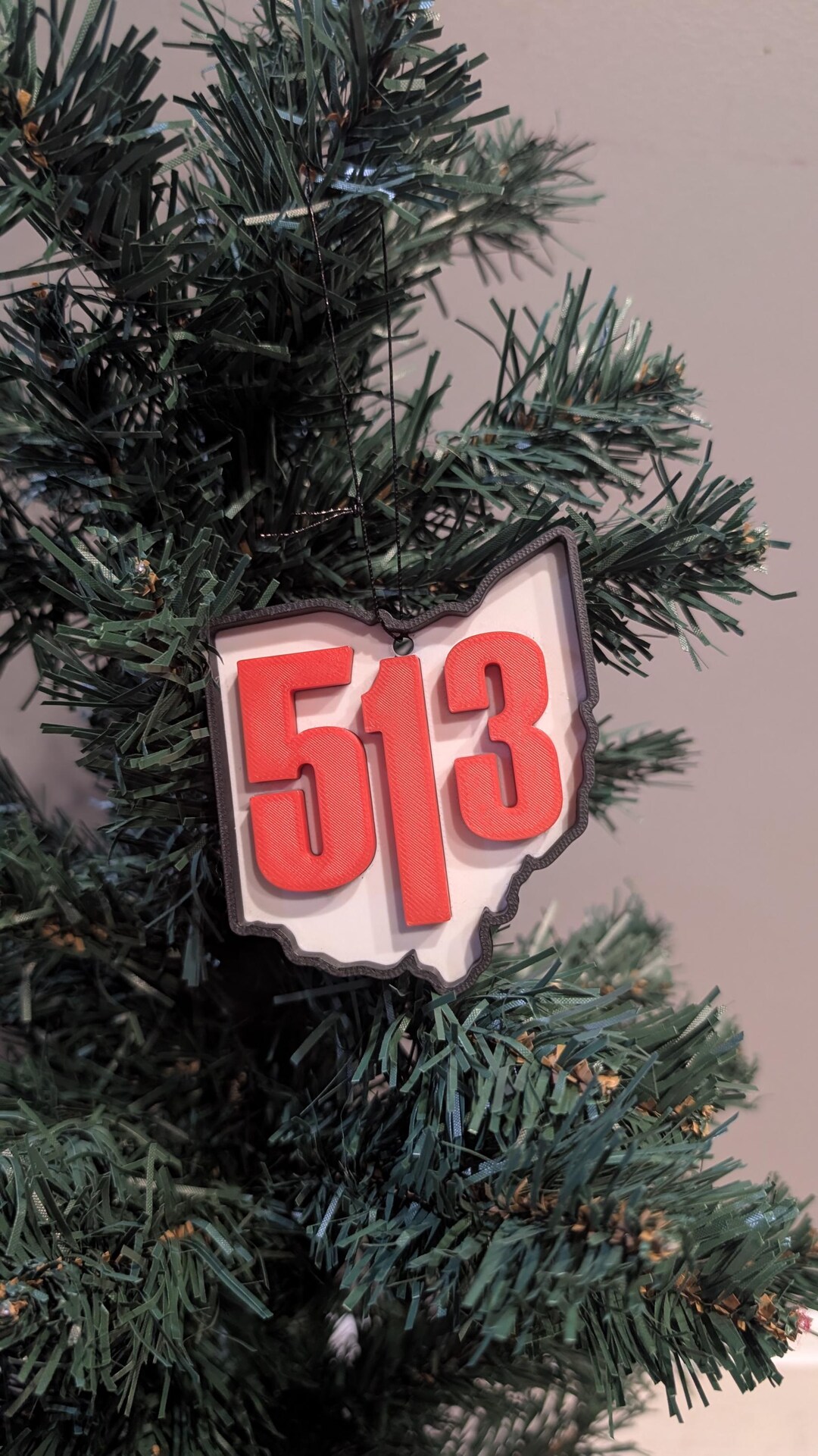 3d-printed Ohio Ornament – “513” Script | Cincinnati Area Code | Red ...