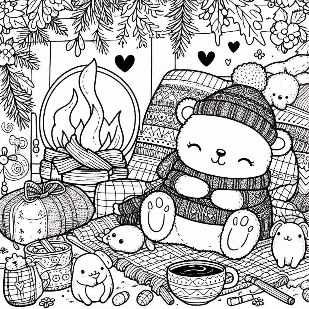 3 Random Colouring Pages Digital, Cozy, Boho, Cute Adult Colouring - Etsy