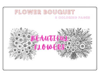 5 Coloring Pages - Dried Flower Bouquet - Etsy