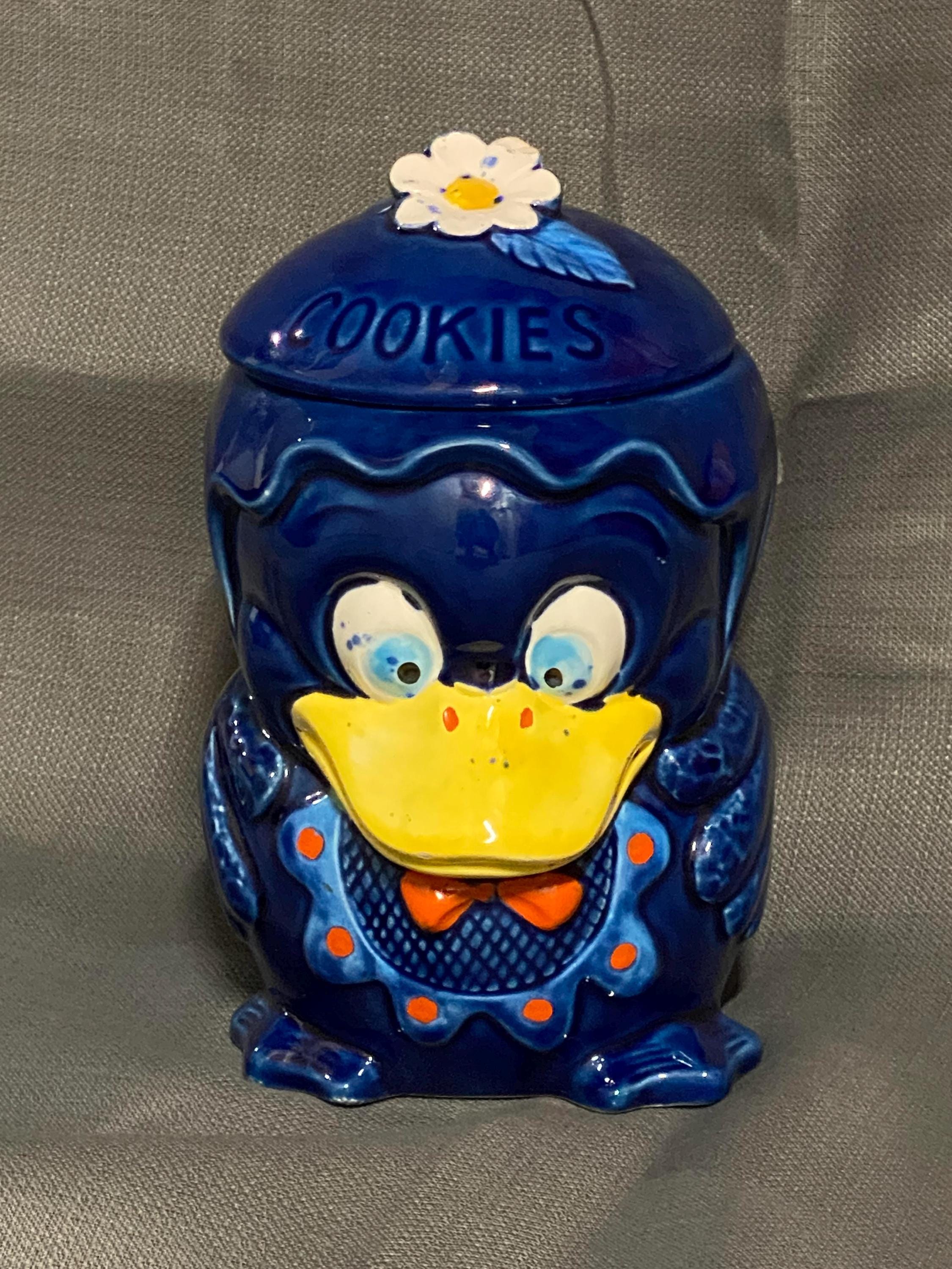 Vintage Midcentury Small Cookie Jar Blue Duck Royal Sealy Japan 1950s ...