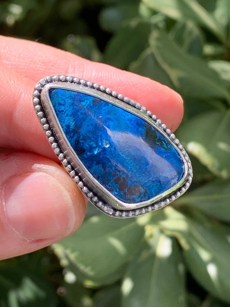 Sterling Silver Shattuckite Ring Big Gemstone Ring Statement - Etsy