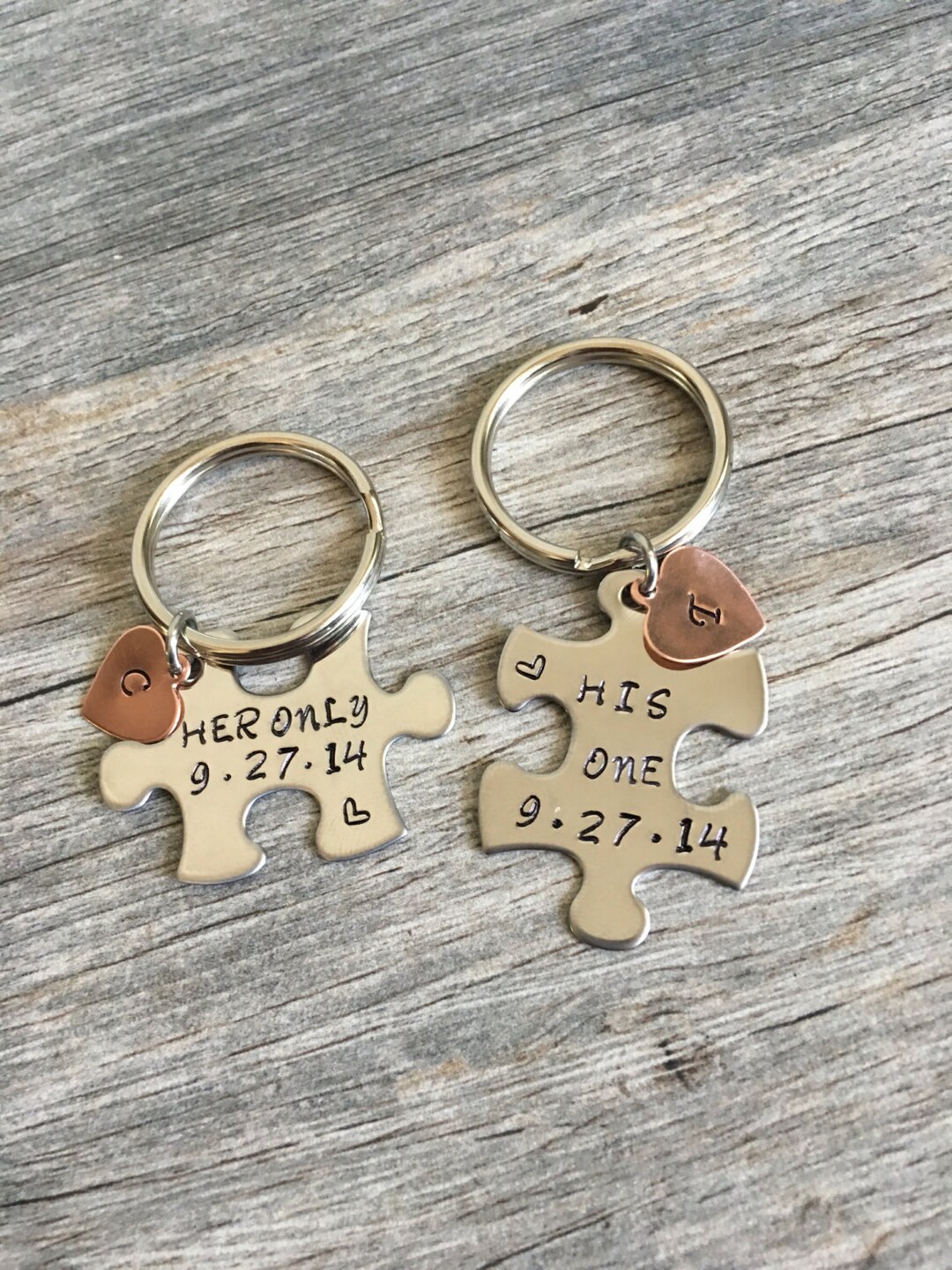 Personalized Puzzle Keychains, Stainless Steel Anniversary Gift - Etsy