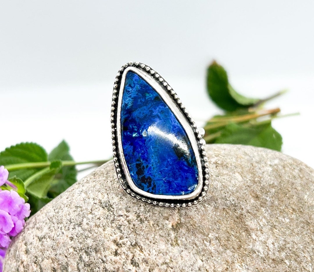 Sterling Silver Shattuckite Ring Big Gemstone Ring Statement - Etsy